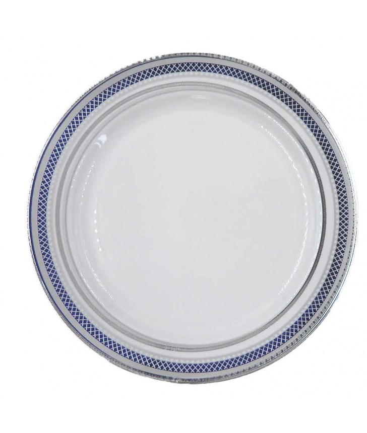 Plato base blanco con diseño azul