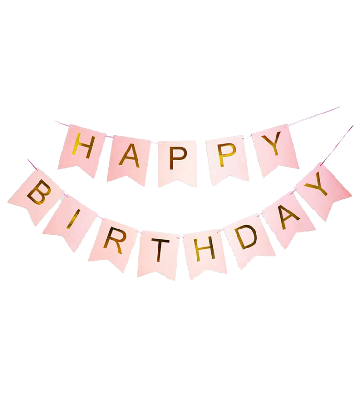 Banderín Happy Birthday Rosado Peq.